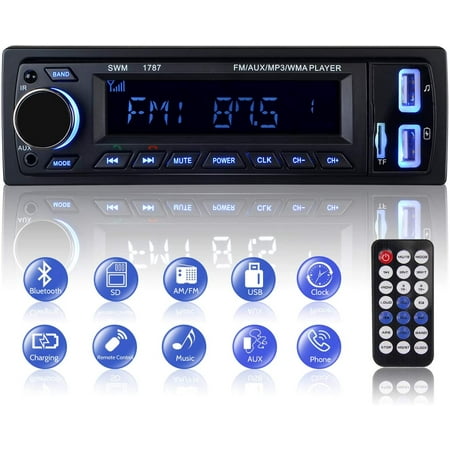Bluetooth Car Stereo, 1 Din Car Radio Audio, Stereo FM Radio 4x60W Car ...