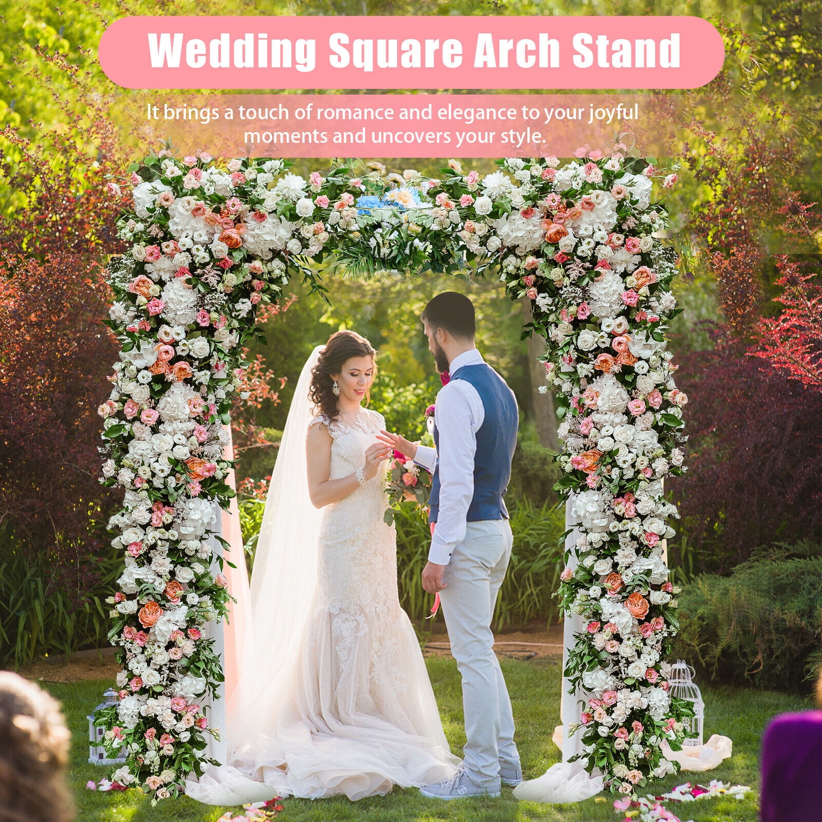 Gold Metal Square Stand Wedding Arch Flower Balloon Decor Rack Wedding ...