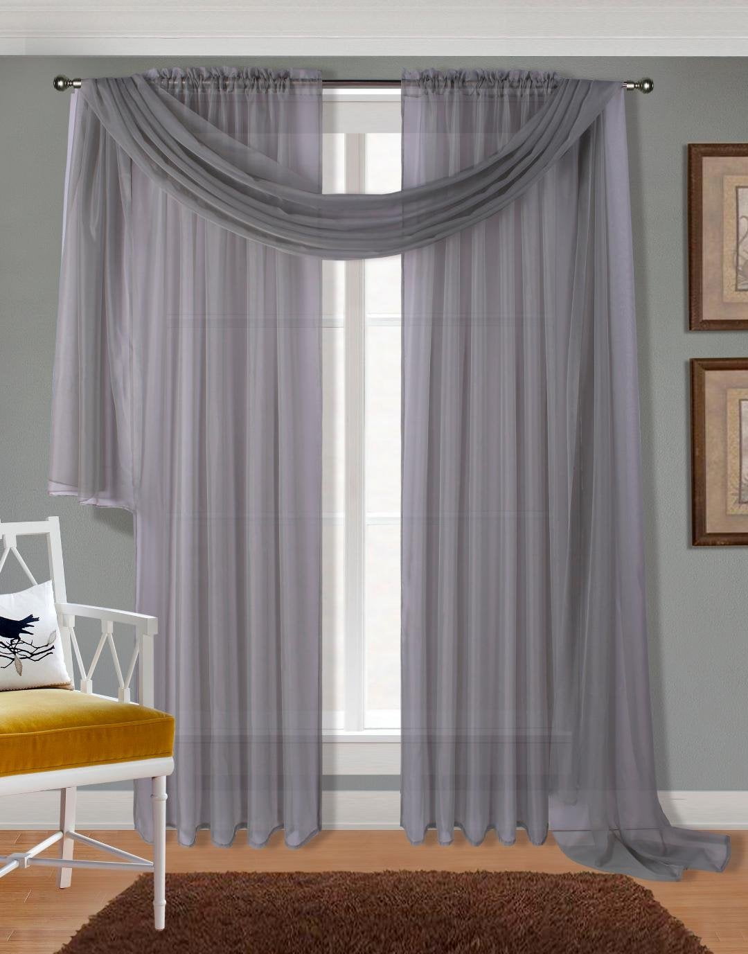 3 Piece Sheer Panel & Scarf Window Treatment Set | Decotex - Walmart.com
