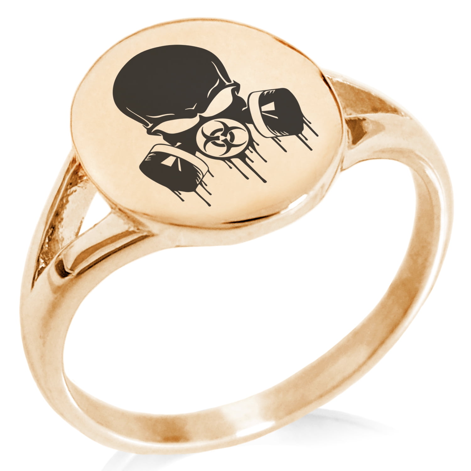 Stainless Steel Biohazard Skull Gas Mask Minimalist Oval Top Polished ...