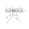 35 Inch Patio Dining Table with Tempered Glass Top, Square 4-Person ...