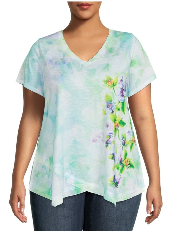 Plus Size V Neck Tops