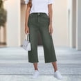 BVnarty Women's Solid Denim Cropped Trousers, Slim Silhouette, Capri ...