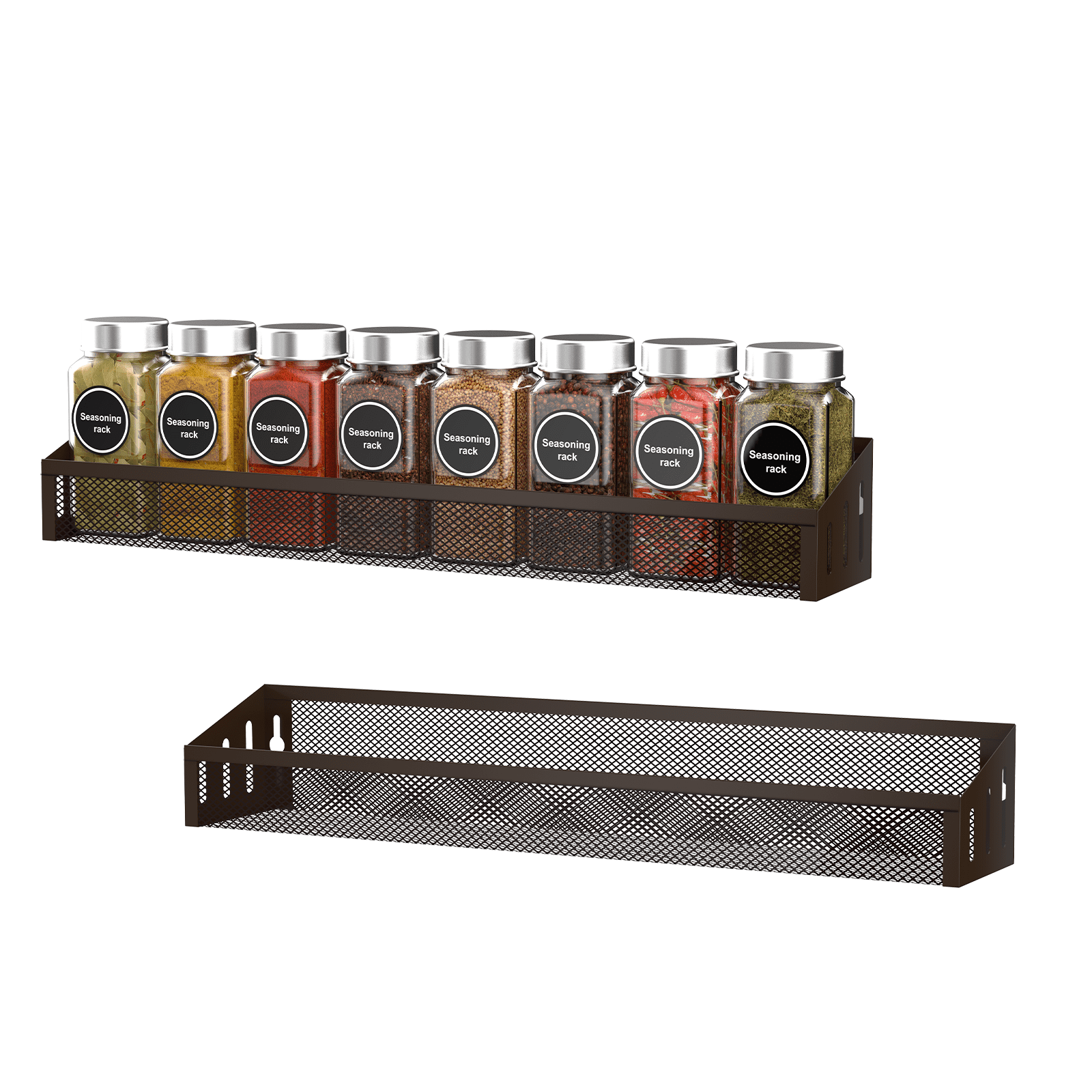 Auledio 2 Pack Metal Spice Rack Wall Mount Seasoning Jars Shelf for ...