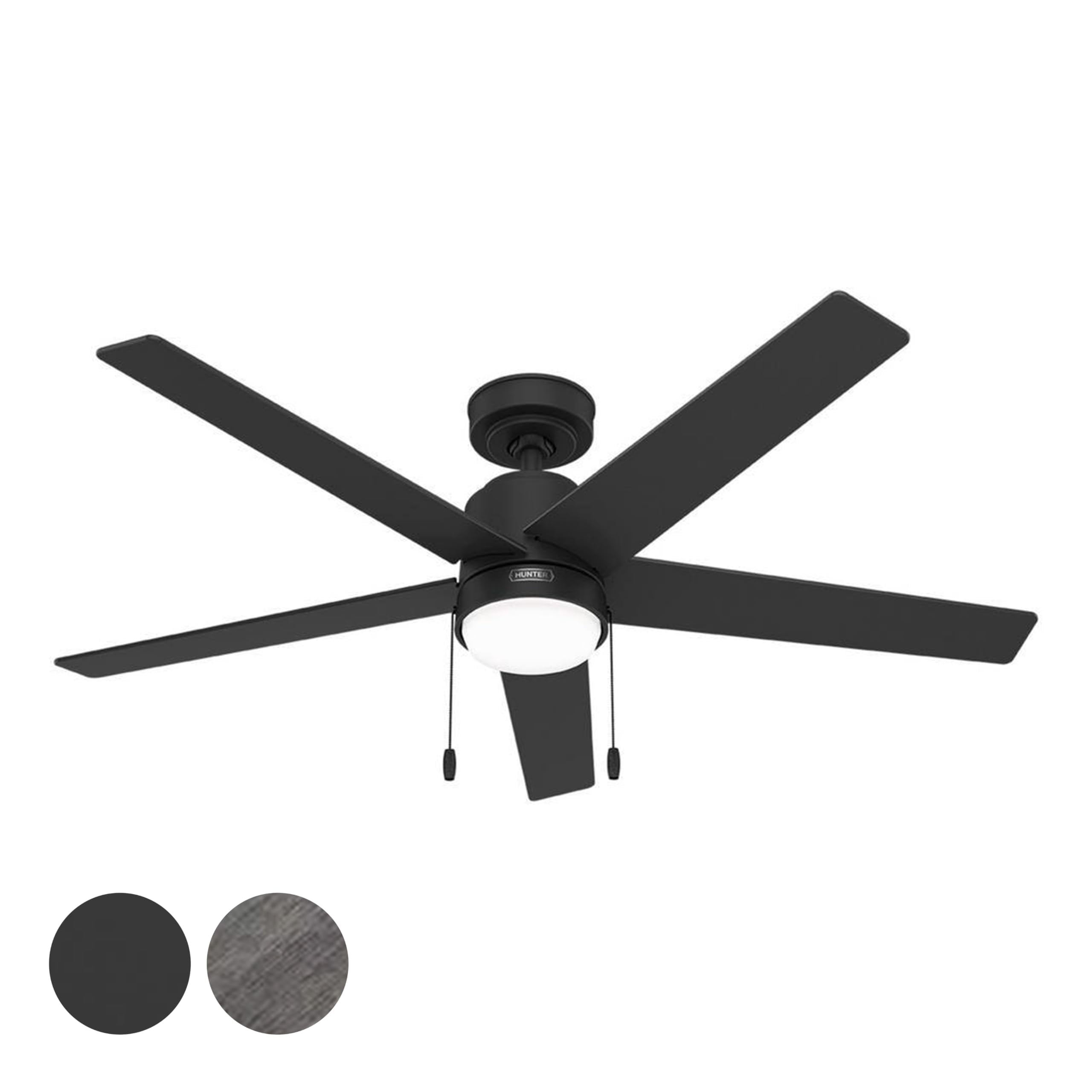 Restored Hunter Fan 52 inch Matte Black Indoor Ceiling Fan with Light ...