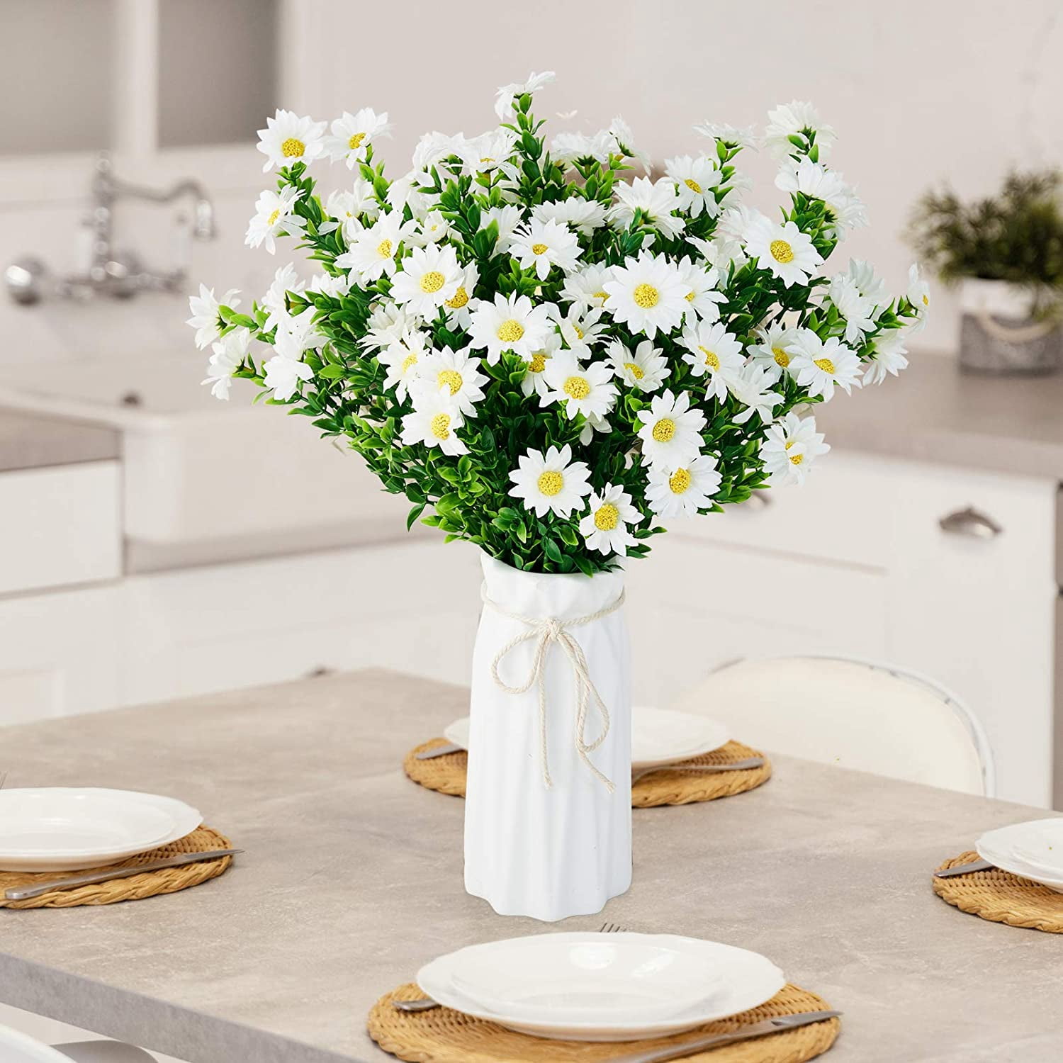 Daisies Artificial Flowers, 6 Pack Fake Colorful Daisy Plant Bouquet ...
