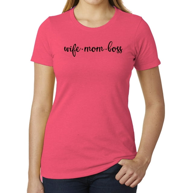 Wife Mom Boss Graphic Tees For Woman Cute Mom Shirts Berry