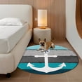 8ft Round Rug Teal Blue Anchor Coastal Area Rugs for Living Room ...