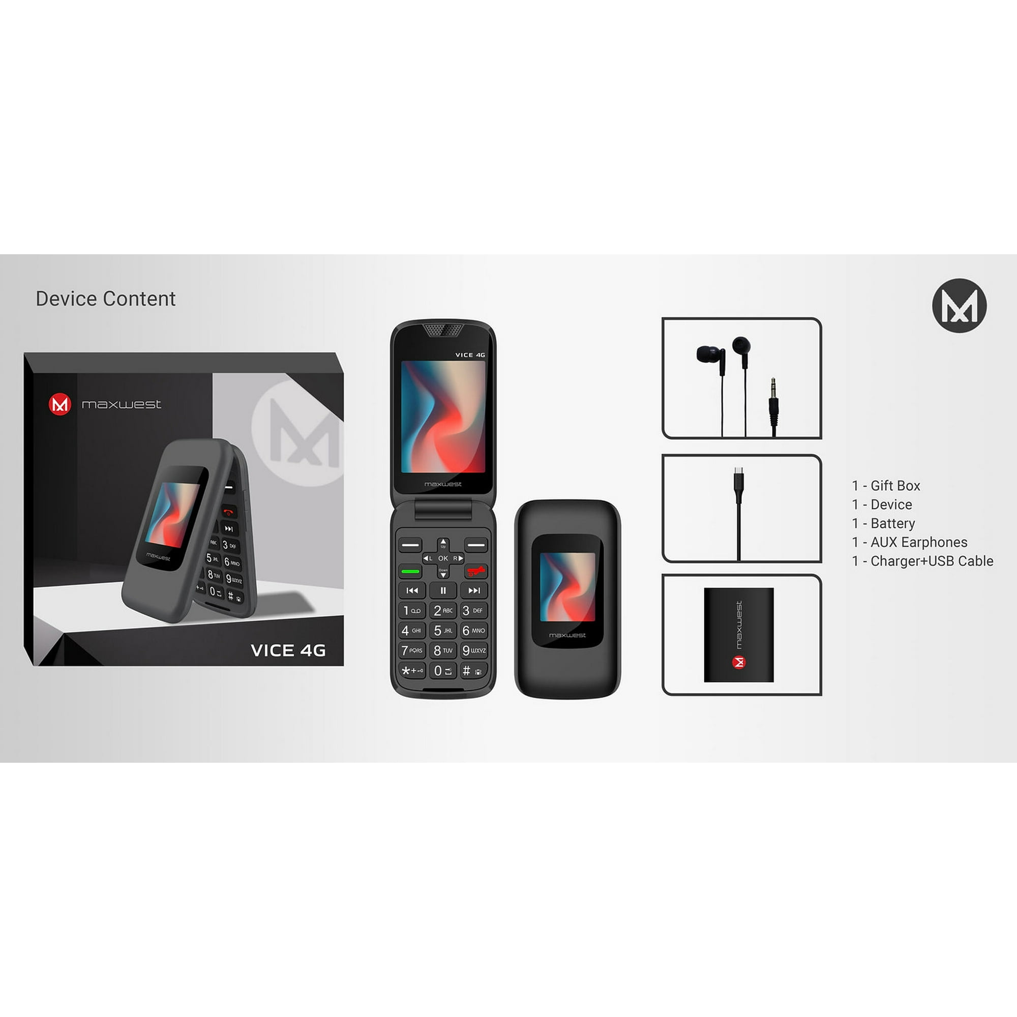 Click here for Maxwest Vice 4g Lte Flip Unlocked Brand New Black prices