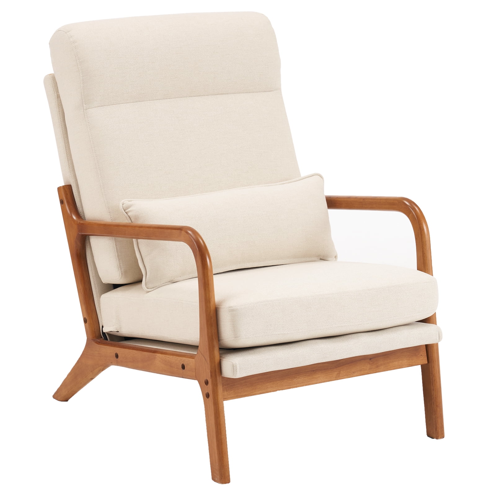 Ktaxon Mid Century Modern Accent Chair, Linen Fabric Armchair, High ...