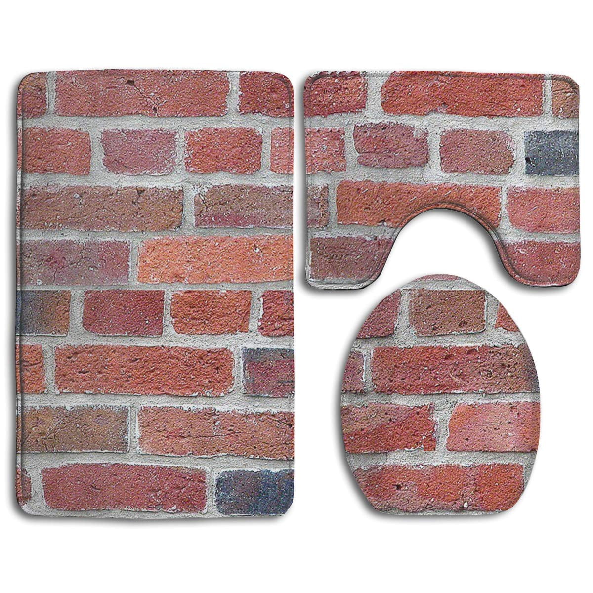 PUDMAD Old Brick Wall Biggest 3 Piece Bathroom Rugs Set Bath Rug ...