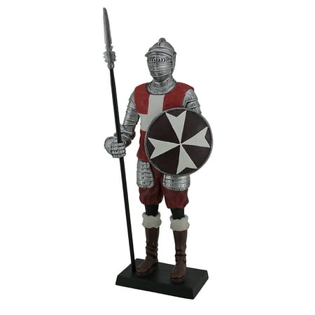 Knight of Malta Guard Holding Pike and Maltese Cross Shield Statue ...