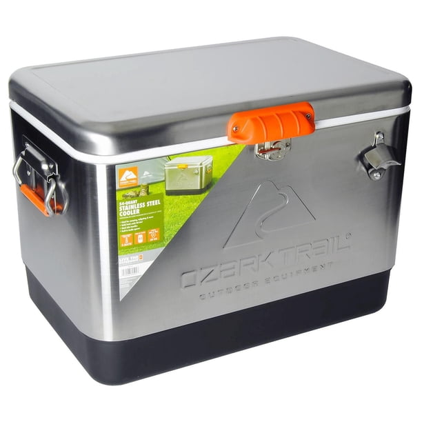 Ozark Trail Ice Chest Cooler 54 Quarts Stainless Steel Ice Chest with ...