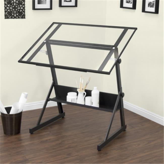 Solano Adjustable Drafting Table - Charcoal & Clear Glass - Walmart.com ...