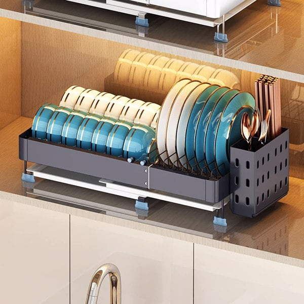 JUNWELL Black Dish Drainers for Kitchen Counter with Drying Board, Sink ...