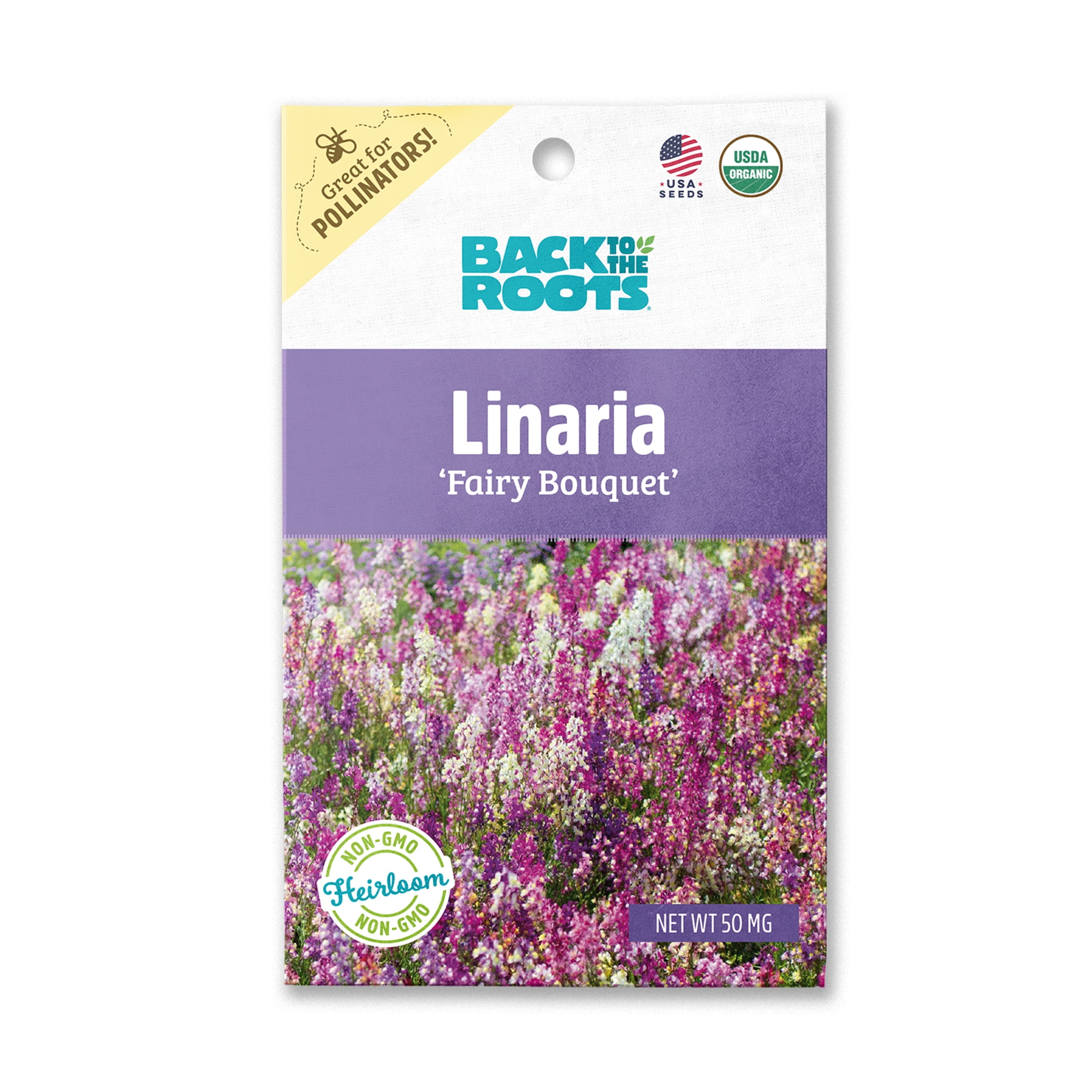 Back to the Roots Organic Fairy Bouquet Linaria Flower Seeds, 1 Packet ...