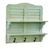 Nearly Natural 2-Shelf 20" Vintage Window Shutter Shelving with Hooks ...