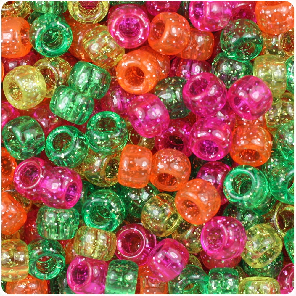 BeadTin Warm Mix Sparkle 9mm Barrel Pony Beads (500pc) - Walmart.com