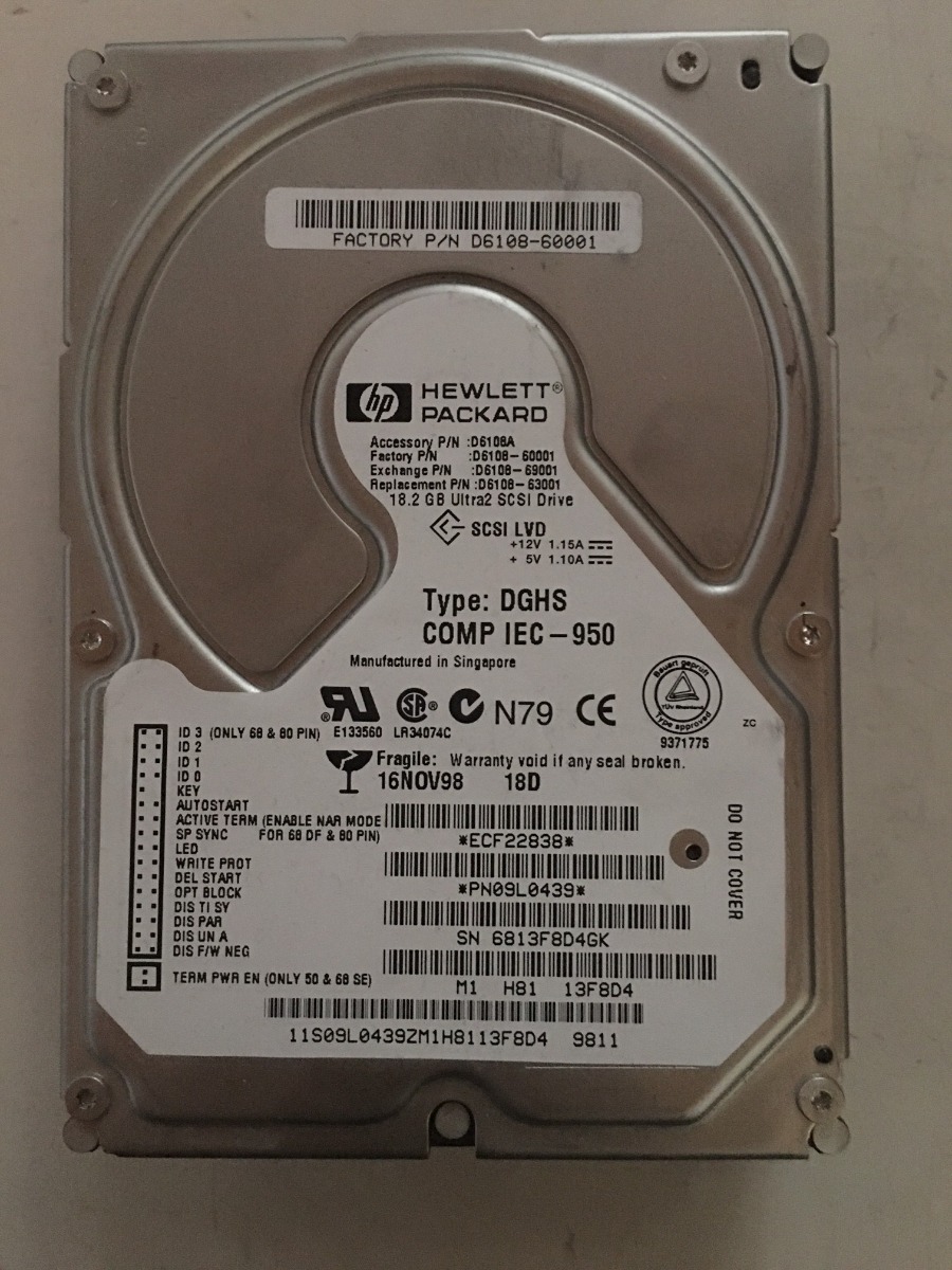 HDD, SCSI, 18GB, D6108-6001, DGHS COMP IEC-950, (1813) - Walmart.com