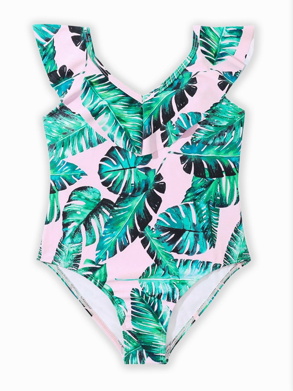 GYRATEDREAM Big Child Girls V Neck One Piece Swimsuit Ruffle Backless ...