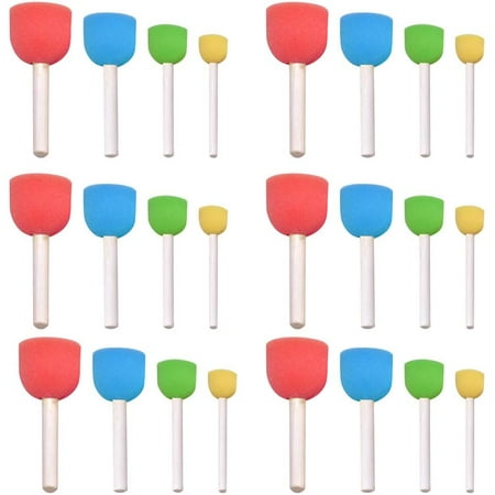 24pcs Round Paint Foam Sponge Brush Set Painting Sponge Stippler Set ...