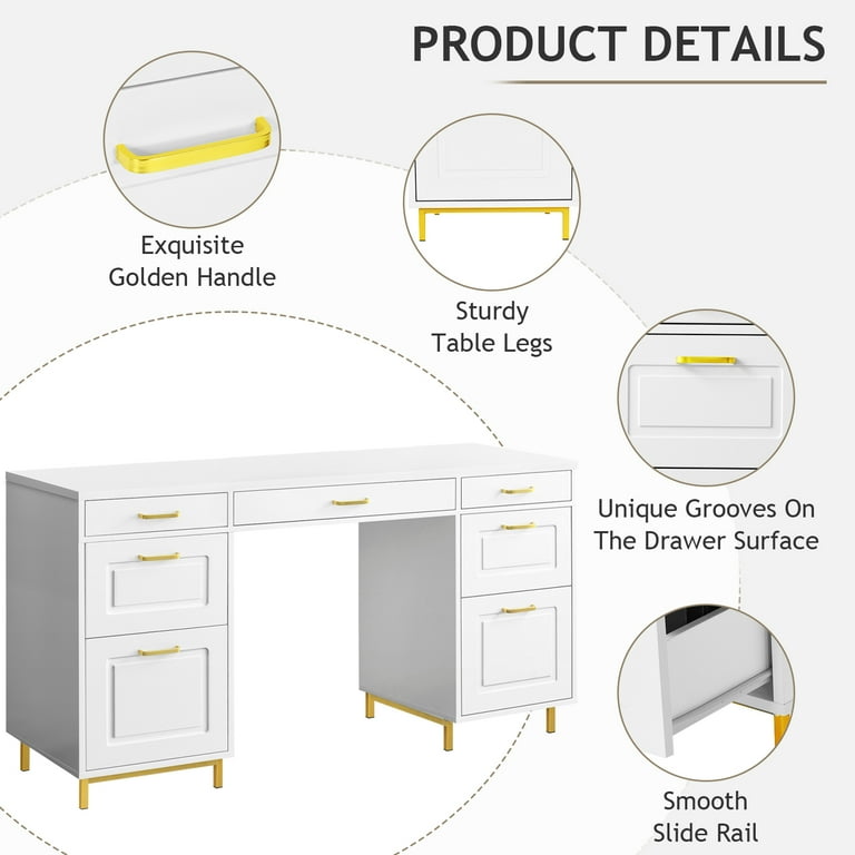 White and gold desk walmart store