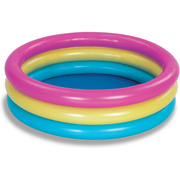 Inflatable Kiddie Pool Small Baby Pool 3 Color Rings for Kids Blow up ...