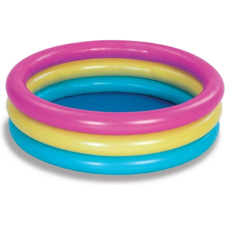 Inflatable Kiddie Pool Small Baby Pool 3 Color Rings for Kids Blow up ...