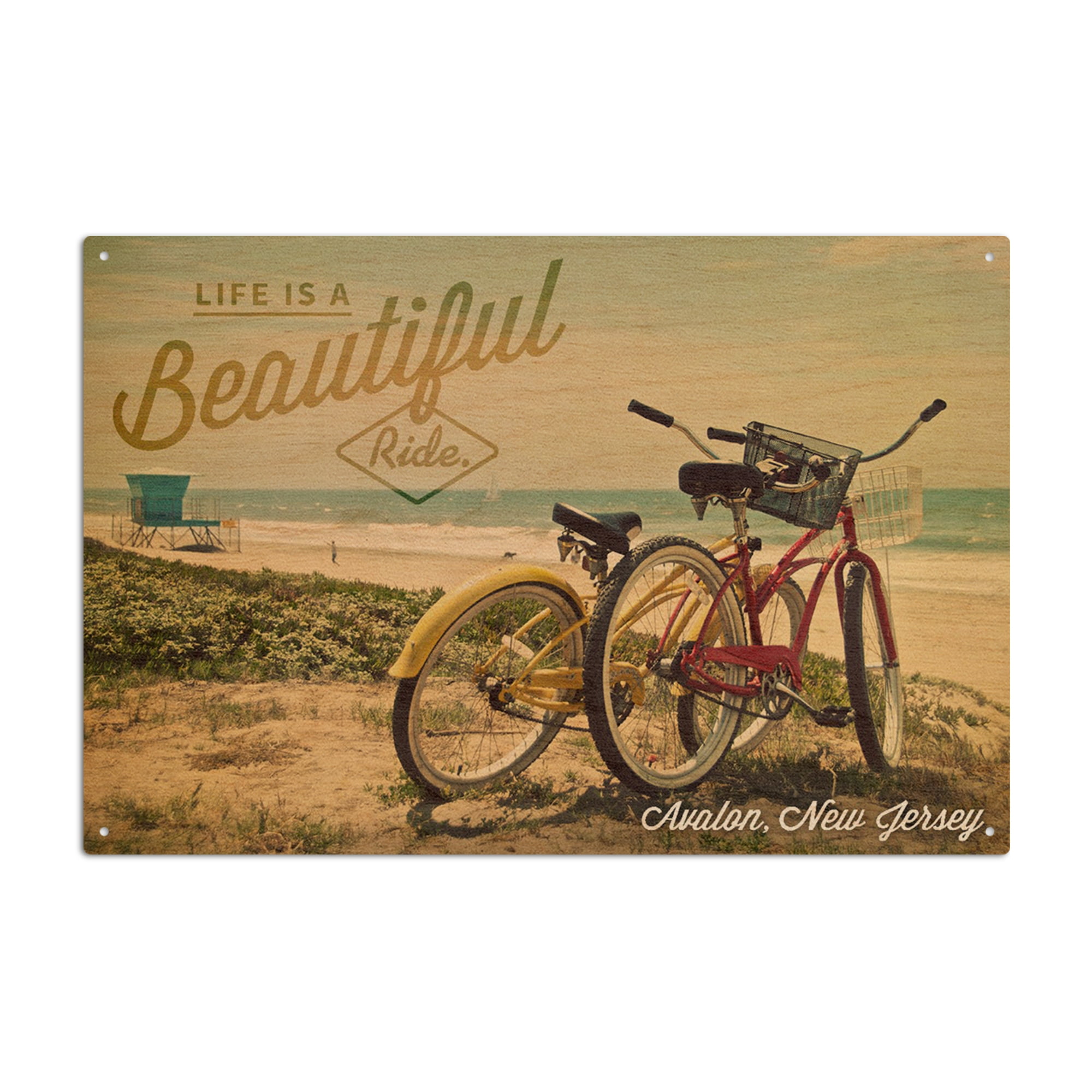 Avalon, New Jersey, Life is a Beautiful Ride, Beach Cruisers Birch Wood ...
