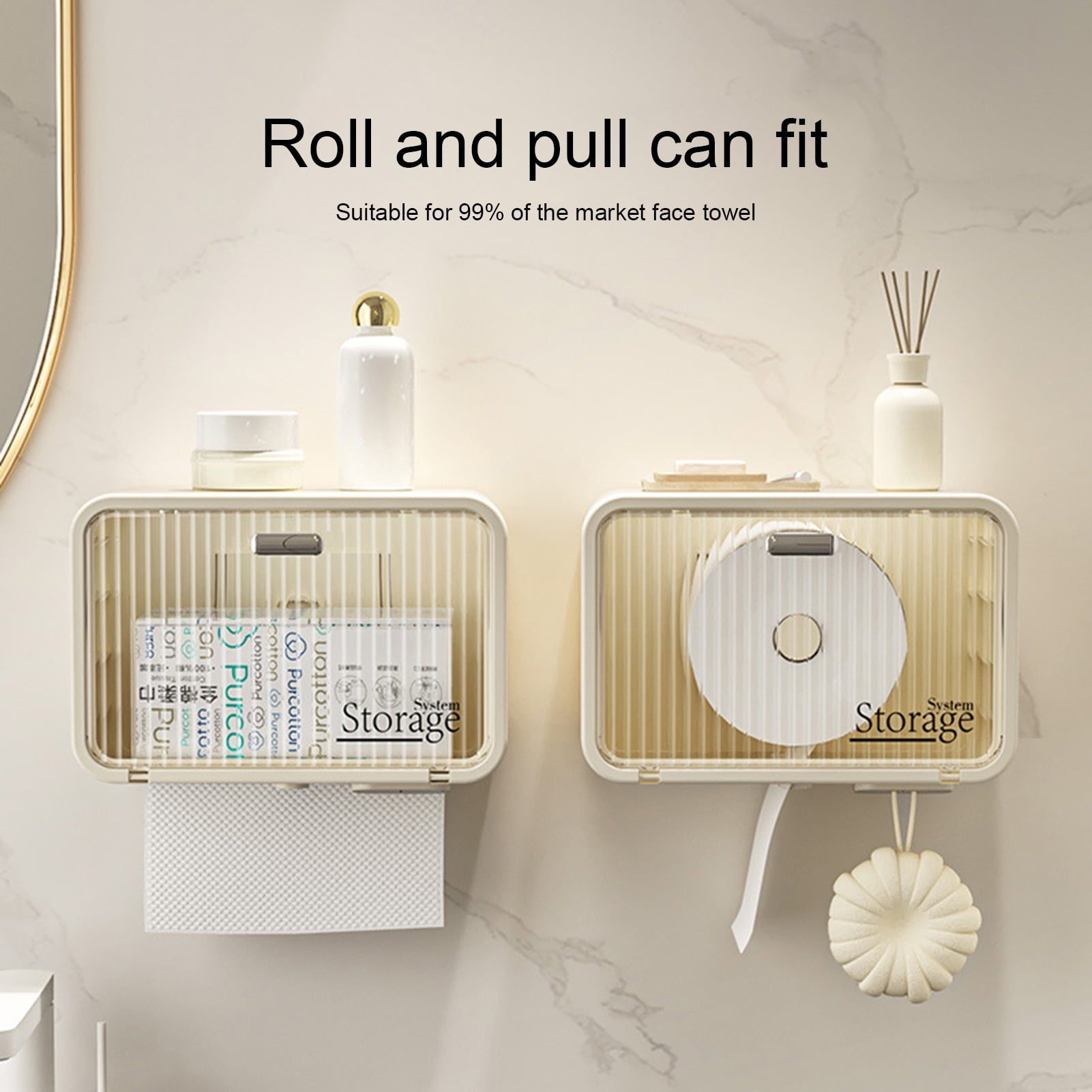 Hesroicy Toilet Paper Holder Wall Mounted Punch-Free Transparent Toilet ...