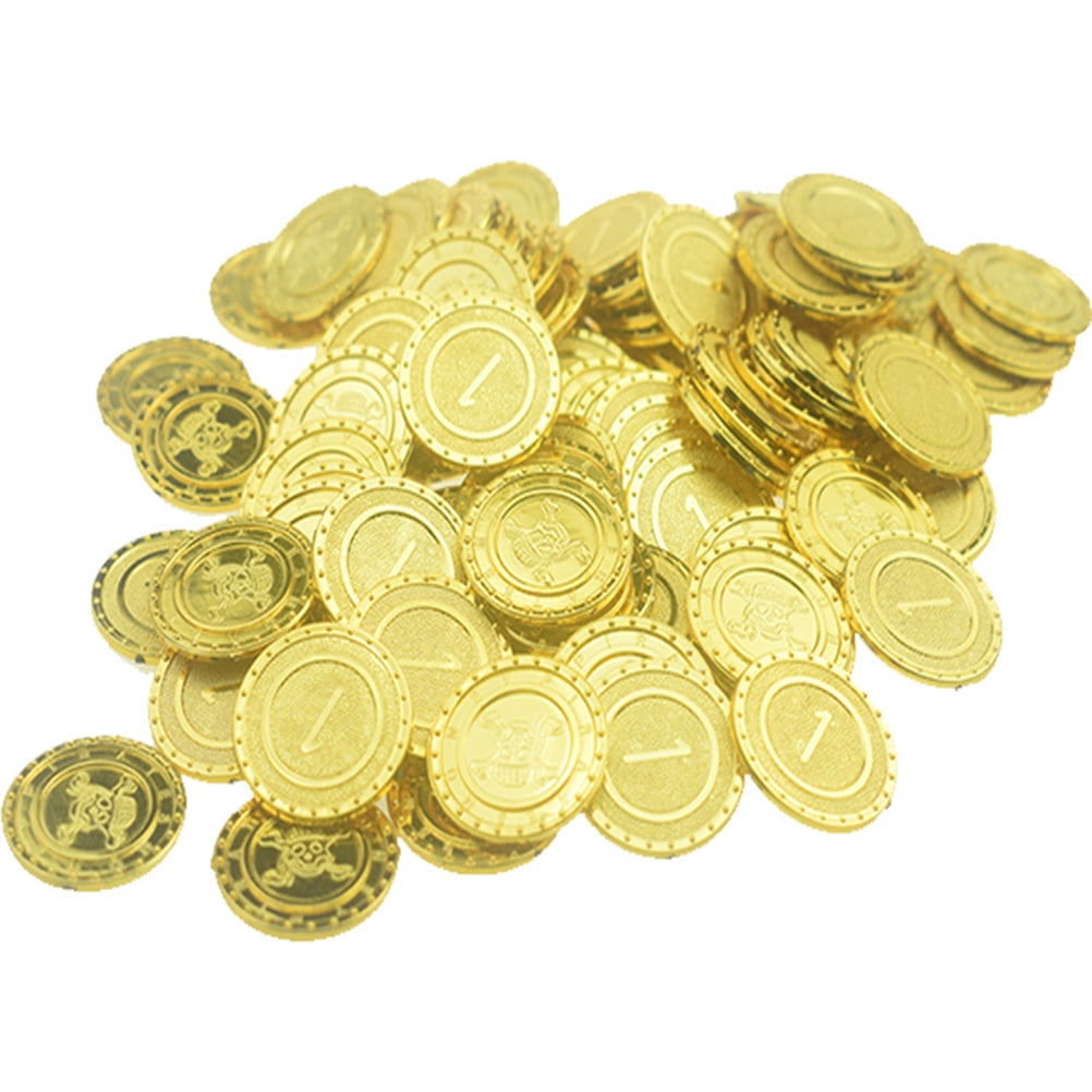 Click here for Estink 100pcs Gold Coins Plastic Game Coins Gold T... prices