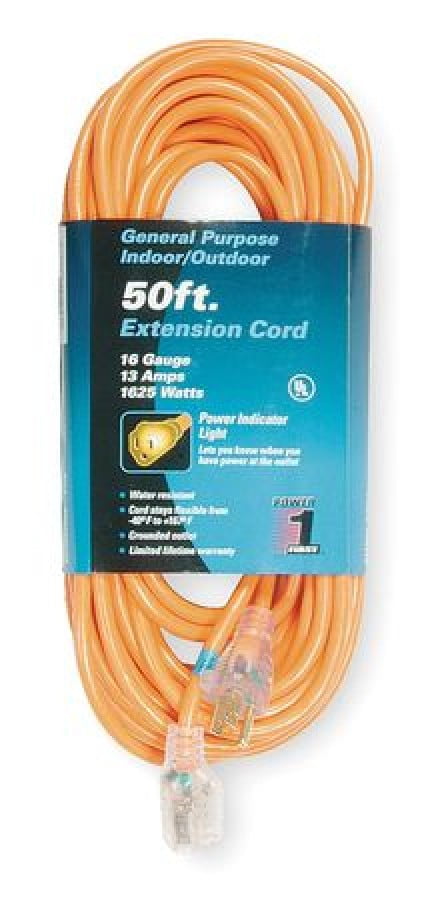 POWER FIRST 1FD53 50 ft. 16/3 Lighted Extension Cord SJTW - Walmart.com
