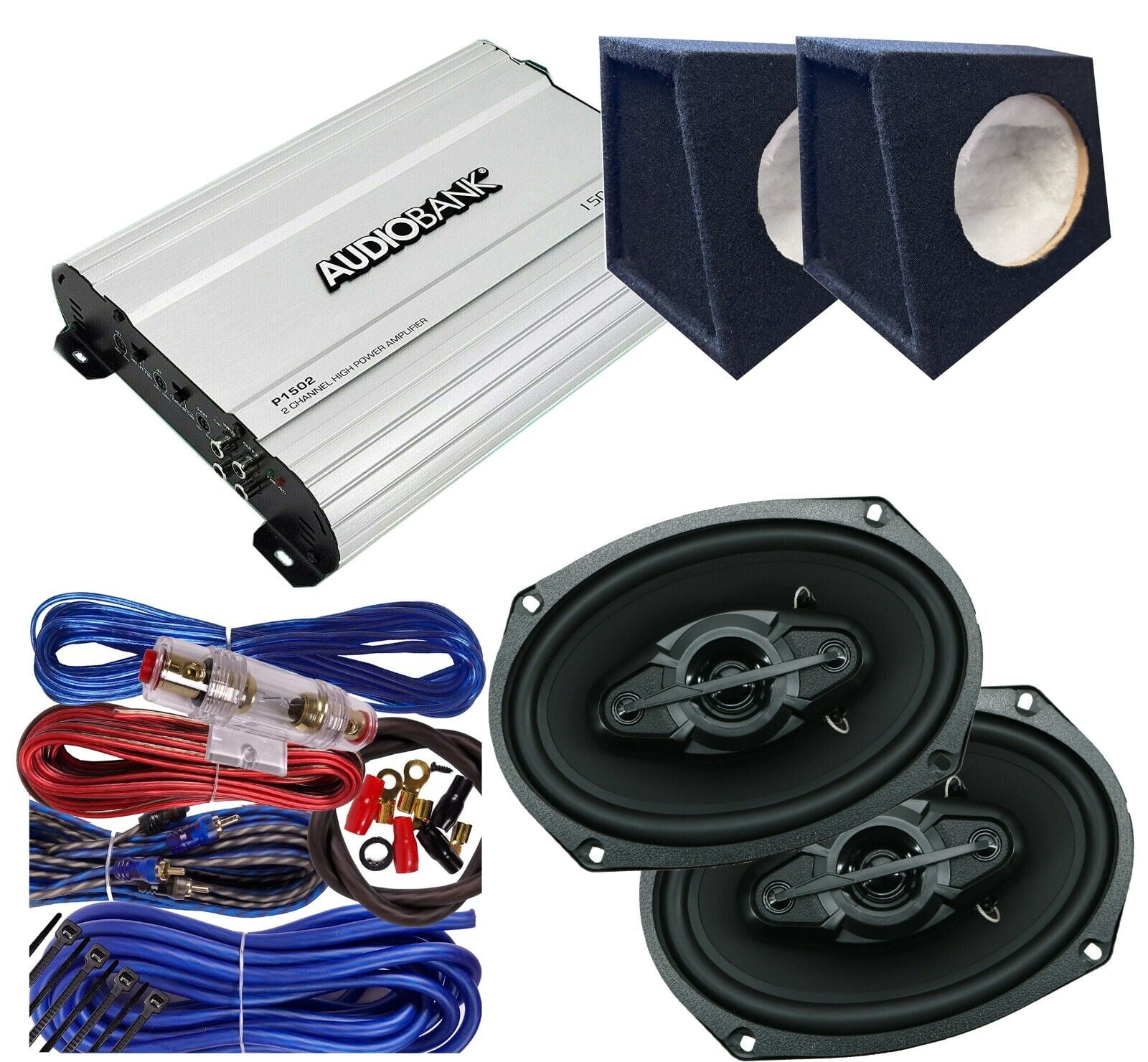 Gravity SGR694 6x9" Speaker Pair + 1500W Amplifier + 2x S2 6x9 Speaker ...