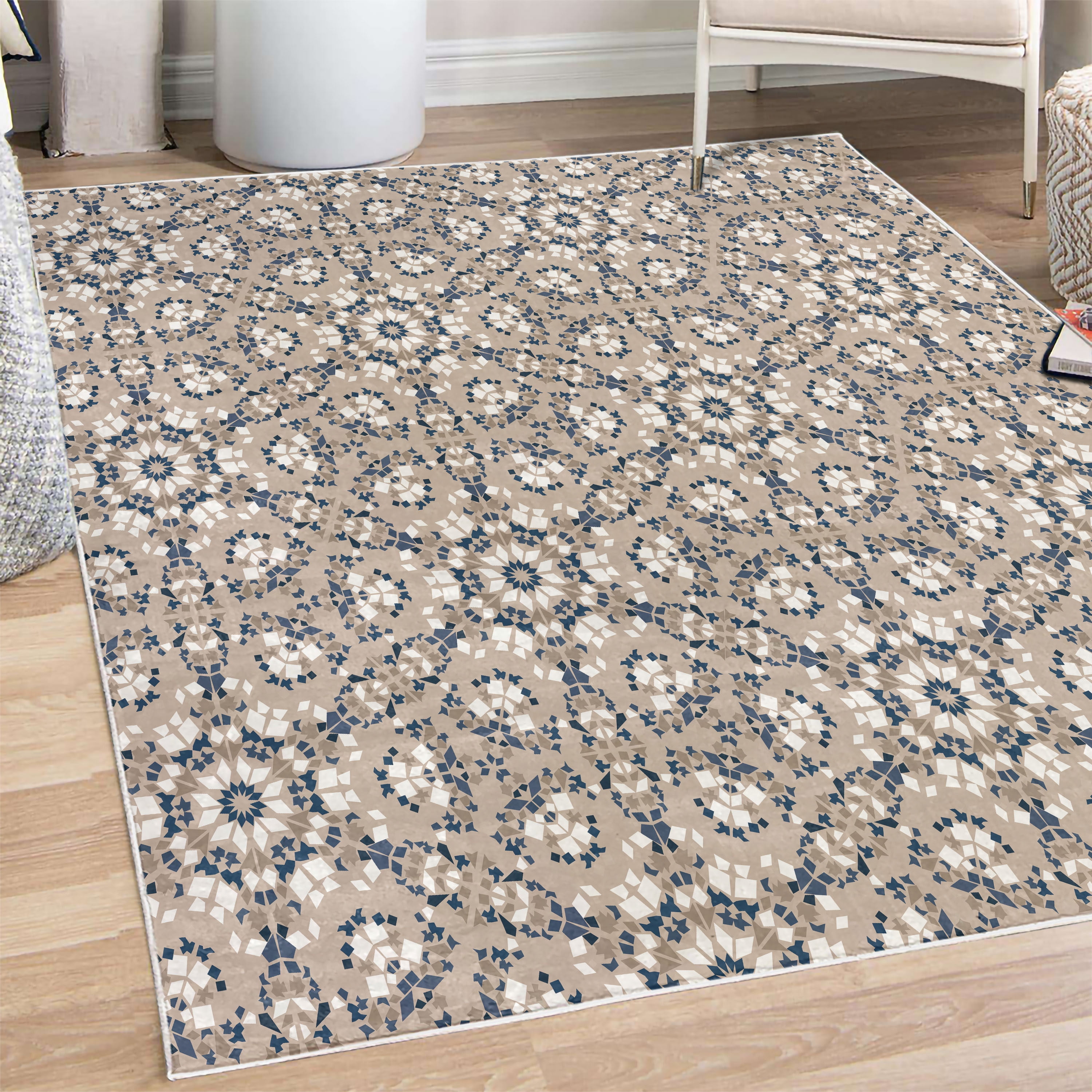 Mosaic Decorative Rug, Antique Roman Time Inspired Rock Design with ...