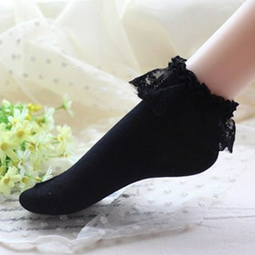 SPRING PARK 1 Pair Women Ankle Socks, Lace Ruffle Frilly Comfortable ...