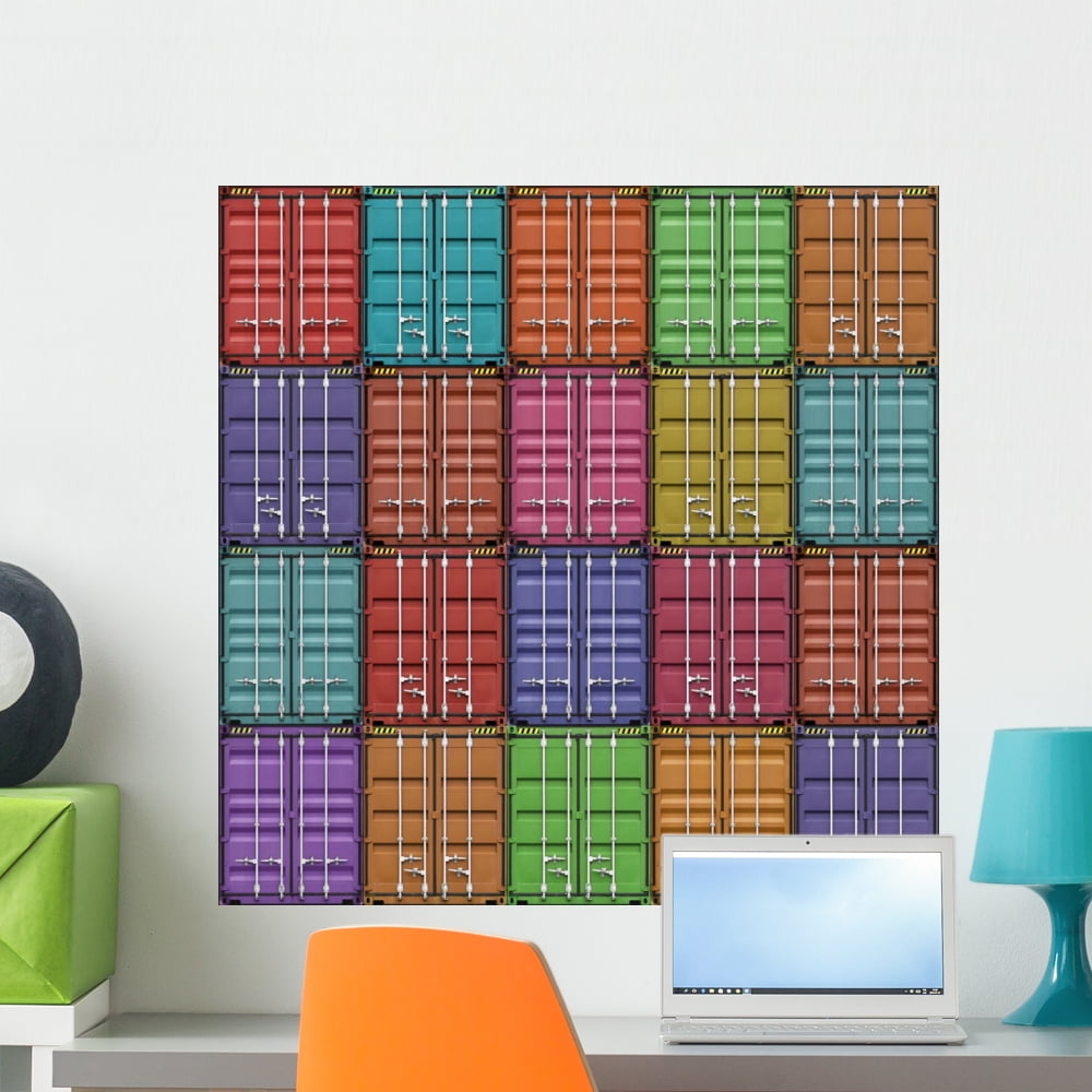 Freight Containers Wall Mural by Wallmonkeys Peel and Stick Graphic (24 ...