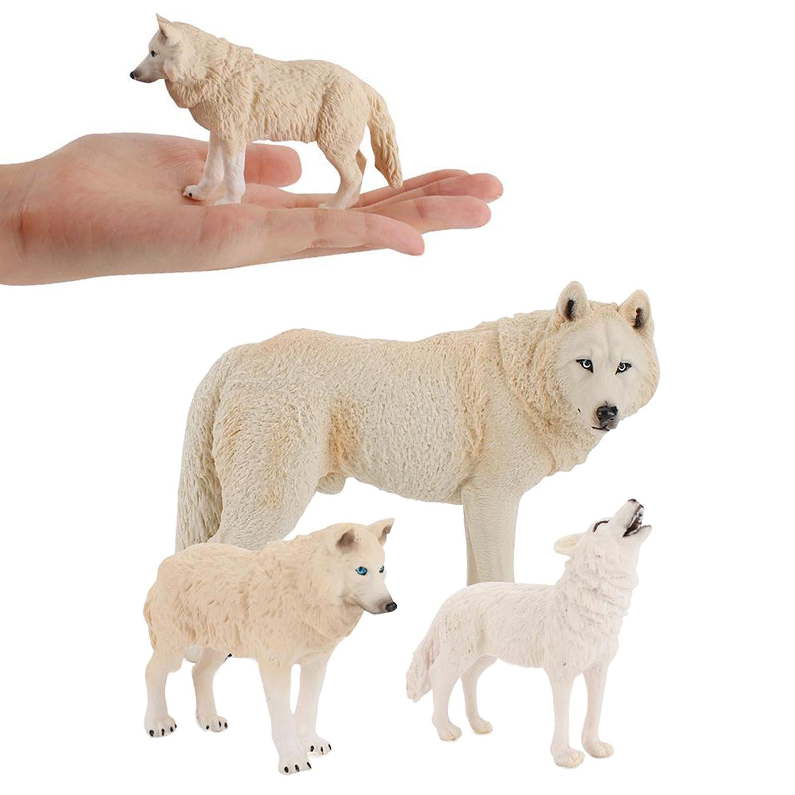 3 PCS Wolf Figures Animal Figurines Jungle Animal Wolves Model ...