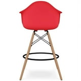 Home Square 28" Plastic Counter Stool with Arms in Red - Set of 2 ...