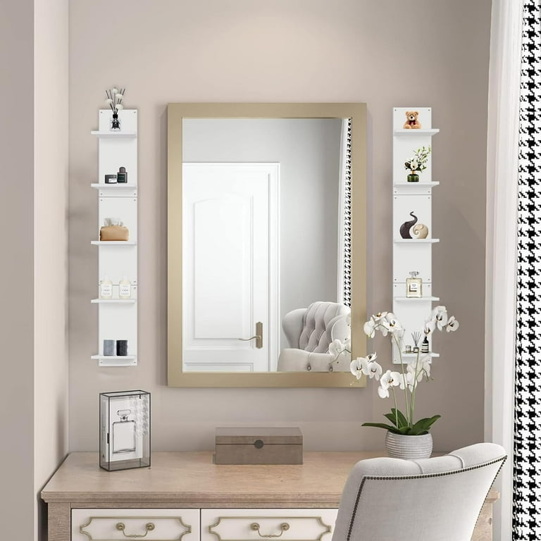Defined Deco 5 Tier Wall Shelves White Vertical Column Shelf Floating Storage Home Display Lack Wall Shelf Unit Organizer Tall Tower Design Utility Shelving for Home Bedroom Living Room Office Decor W...