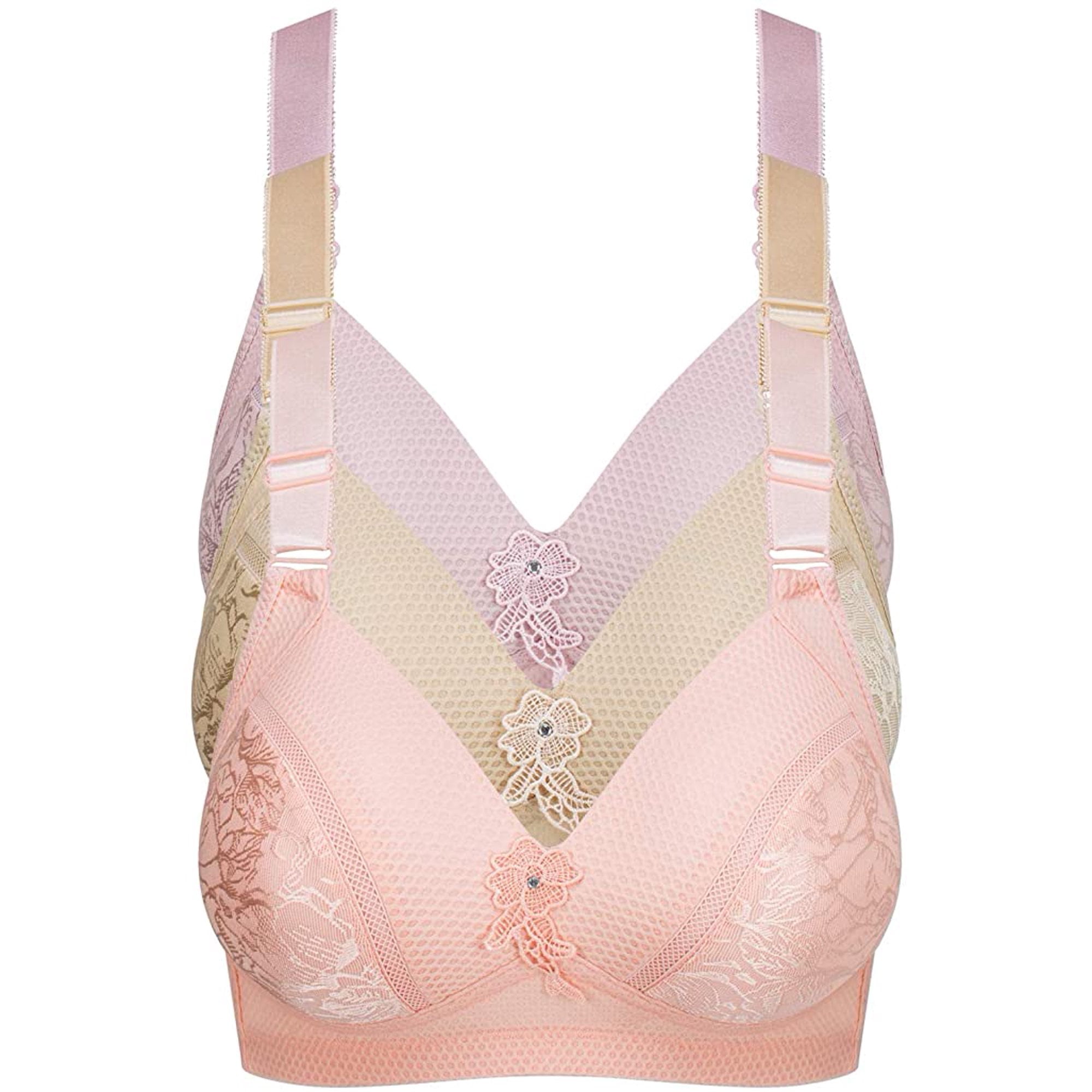 3 Pack No Wire Jacquard Bra Light Padded Bras, Bras for Women pack of 3 ...