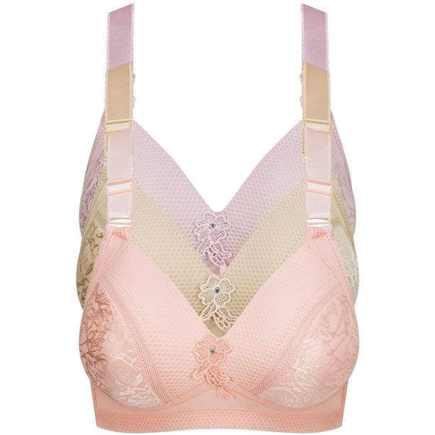 3 Pack No Wire Jacquard Bra Light Padded Bras, Bras for Women pack of 3 ...