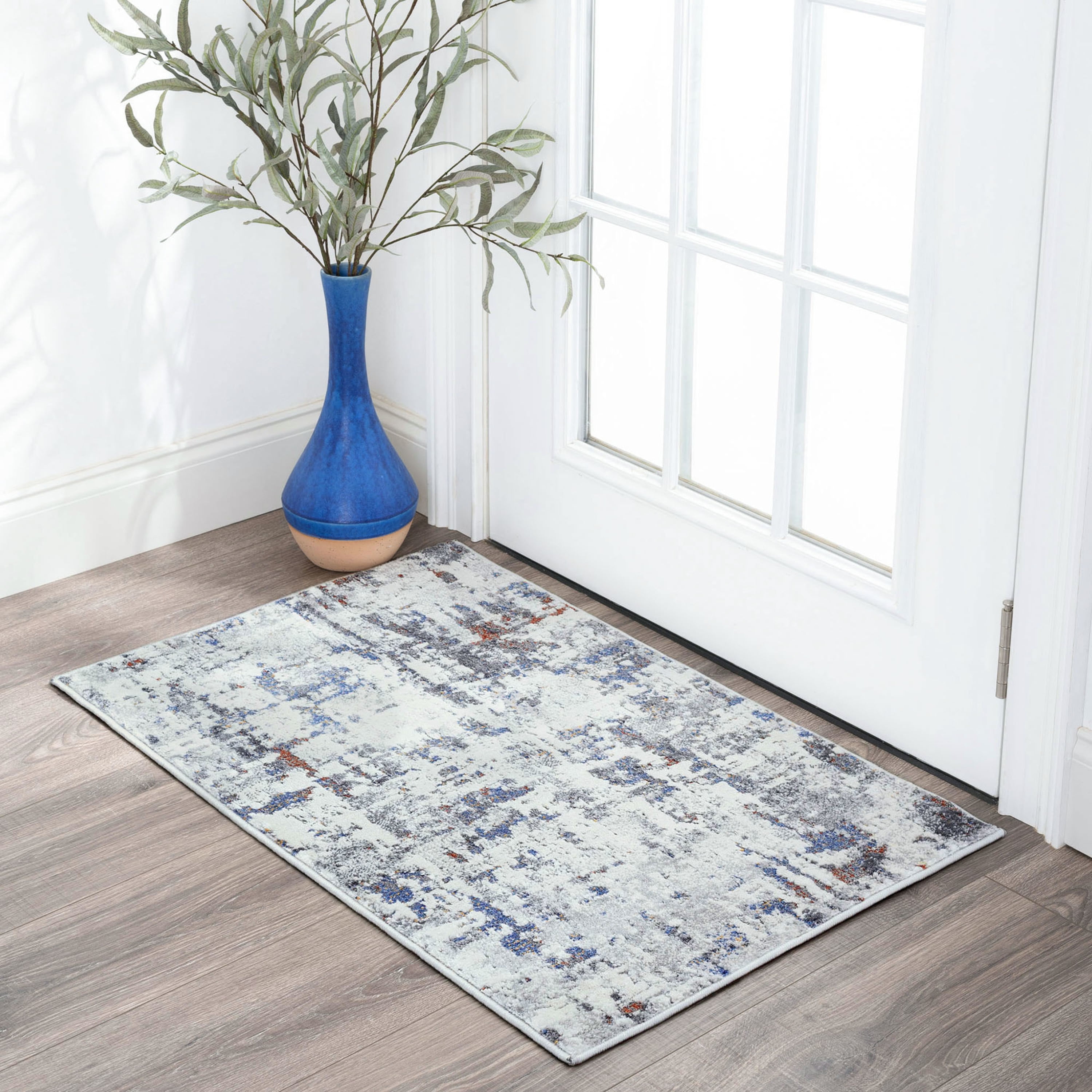 Contemporary 2x3 Area Rug (2' x 2'11'') Abstract Gray, Teal Indoor ...