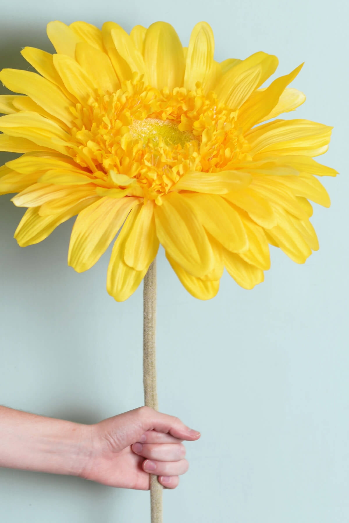 34in. Silk Jumbo Ruffle Gerbera Daisy Flower Spray -Yellow A Great ...