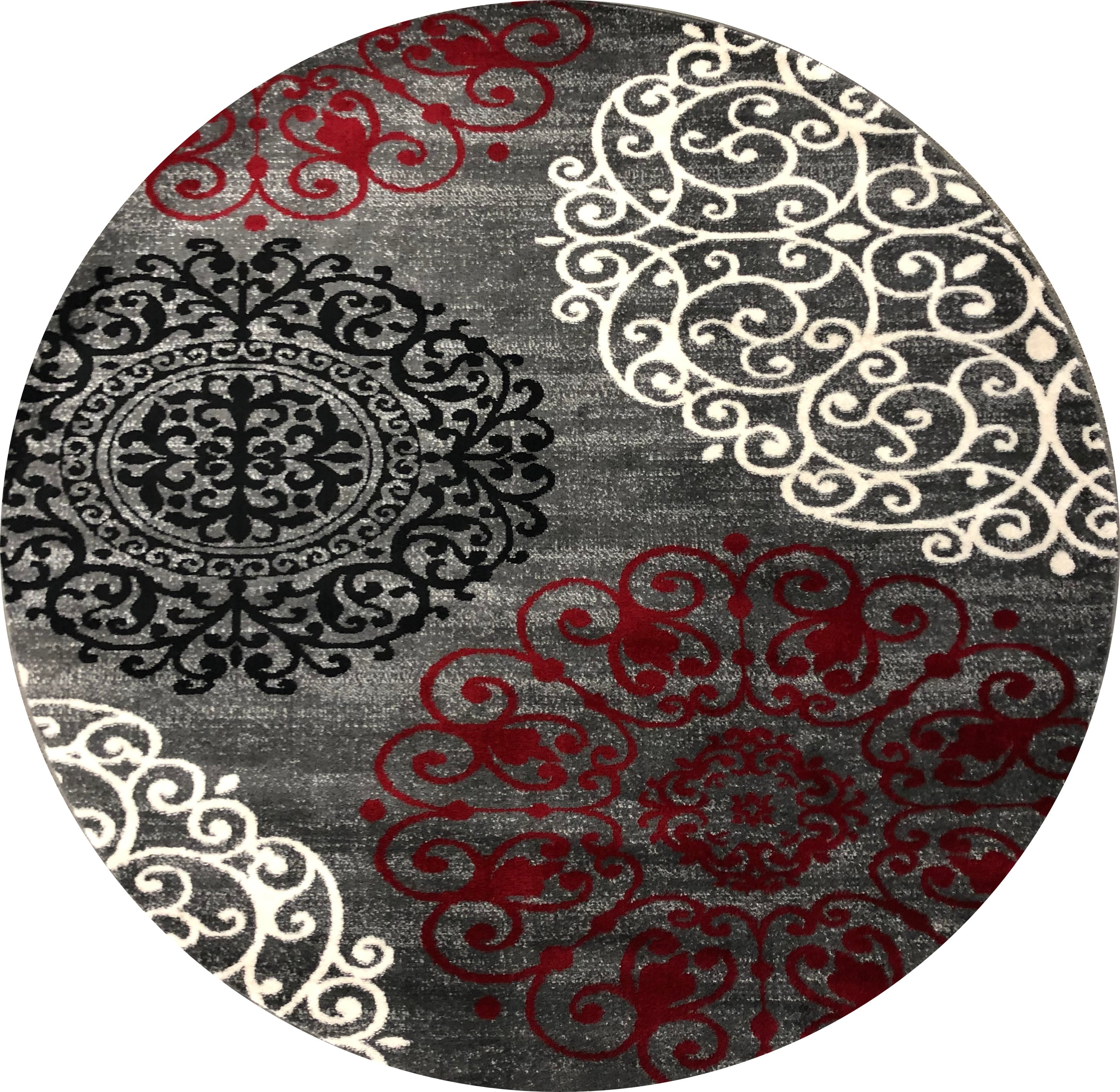 Contemporary Modern Floral Red Indoor Area Rug 6'6" Round - Walmart.com