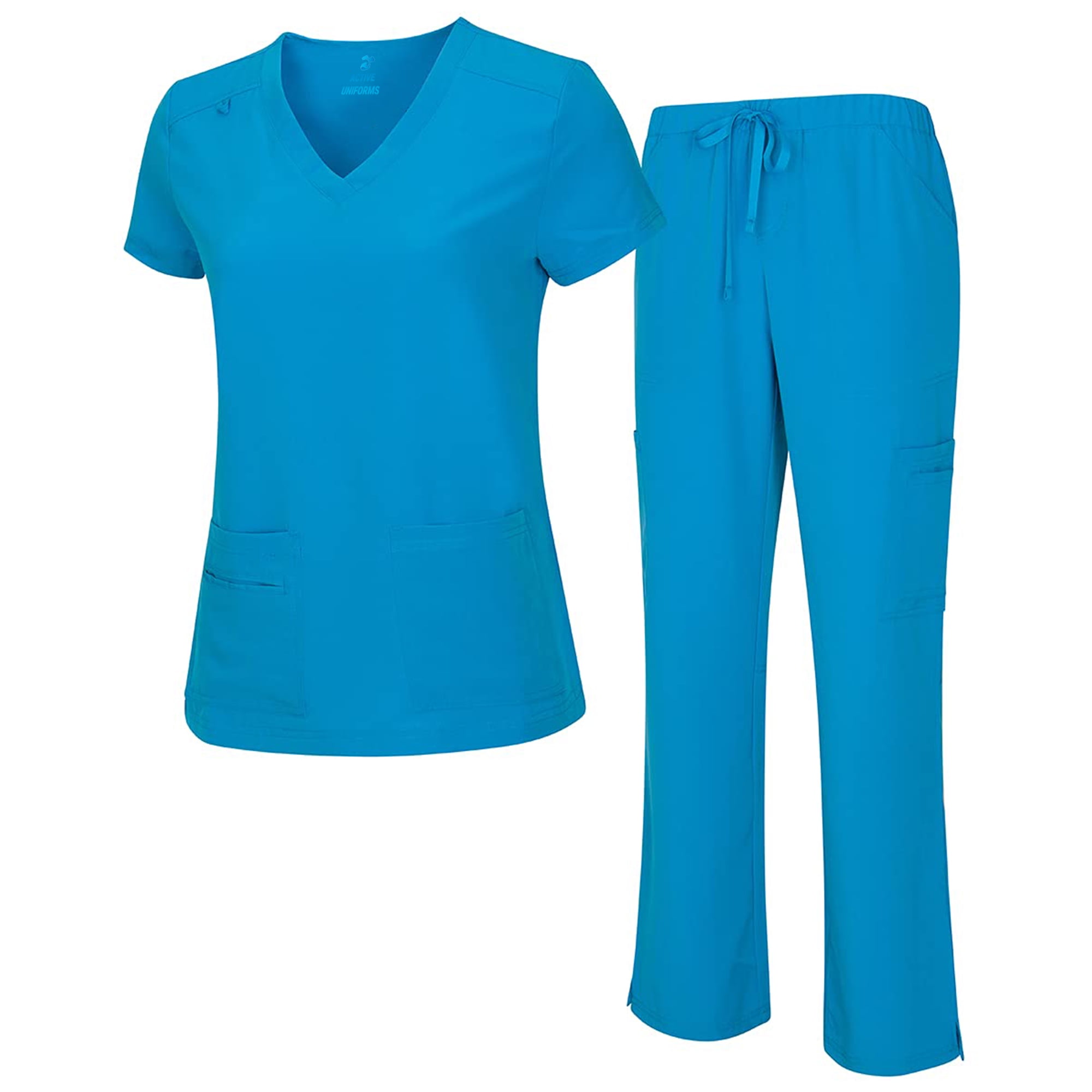 ACTIVE UNIFORMS Women's Breathable Cool Stretch Fabric Scrub Top and ...