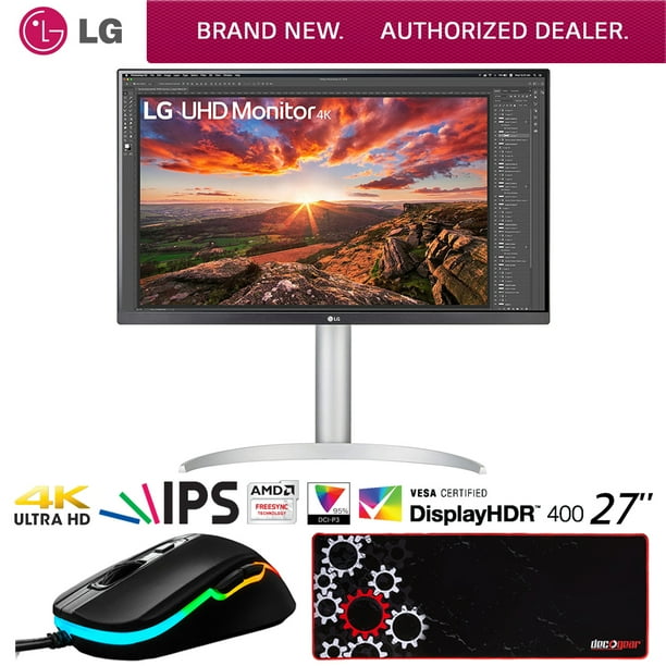 LG 27UP650-W 27" UHD (3840 x 2160) IPS Monitor with VESA DisplayHDR 400 Bundle with Deco Gear ...