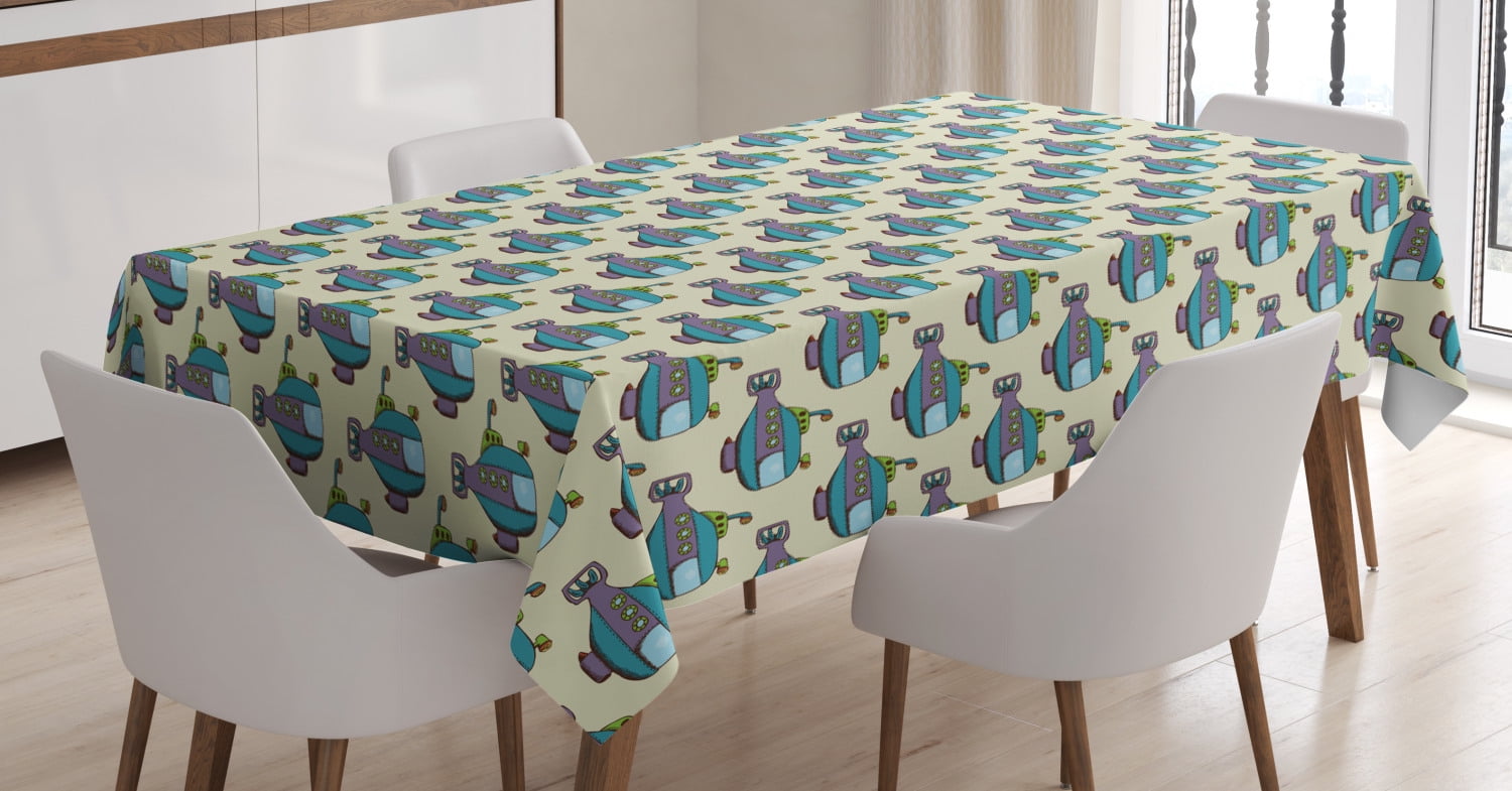 Marine Tablecloth, Naval Transportation Vehicle in Cartoon Style Hand ...