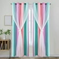 chaungfeng Gradient Striped Double-layer Shade Curtains, Dreamy Star ...