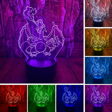 Anime Character Figure Cartoon Charizard 3D LED Optical Illusion ...