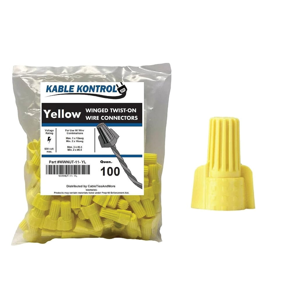 Kable Kontrol Twist on Electrical Wire Connectors - Winged - Fits Wire ...